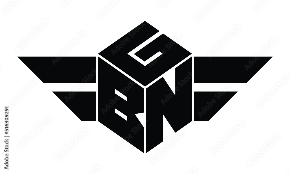 GBN three letter gaming logo in polygon cube shape logo design vector ...