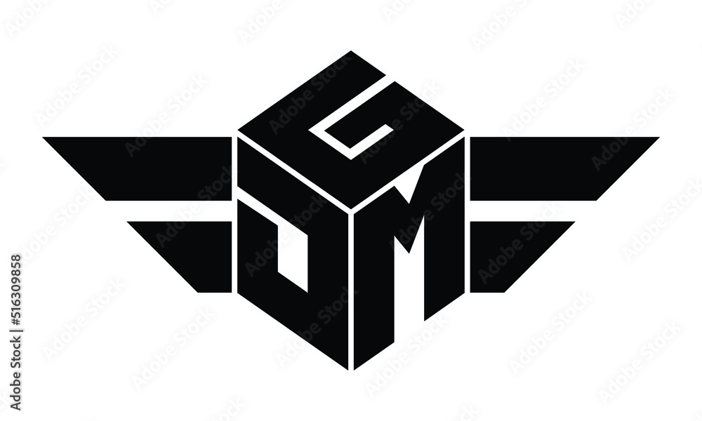 GDM three letter gaming logo in polygon cube shape logo design vector ...