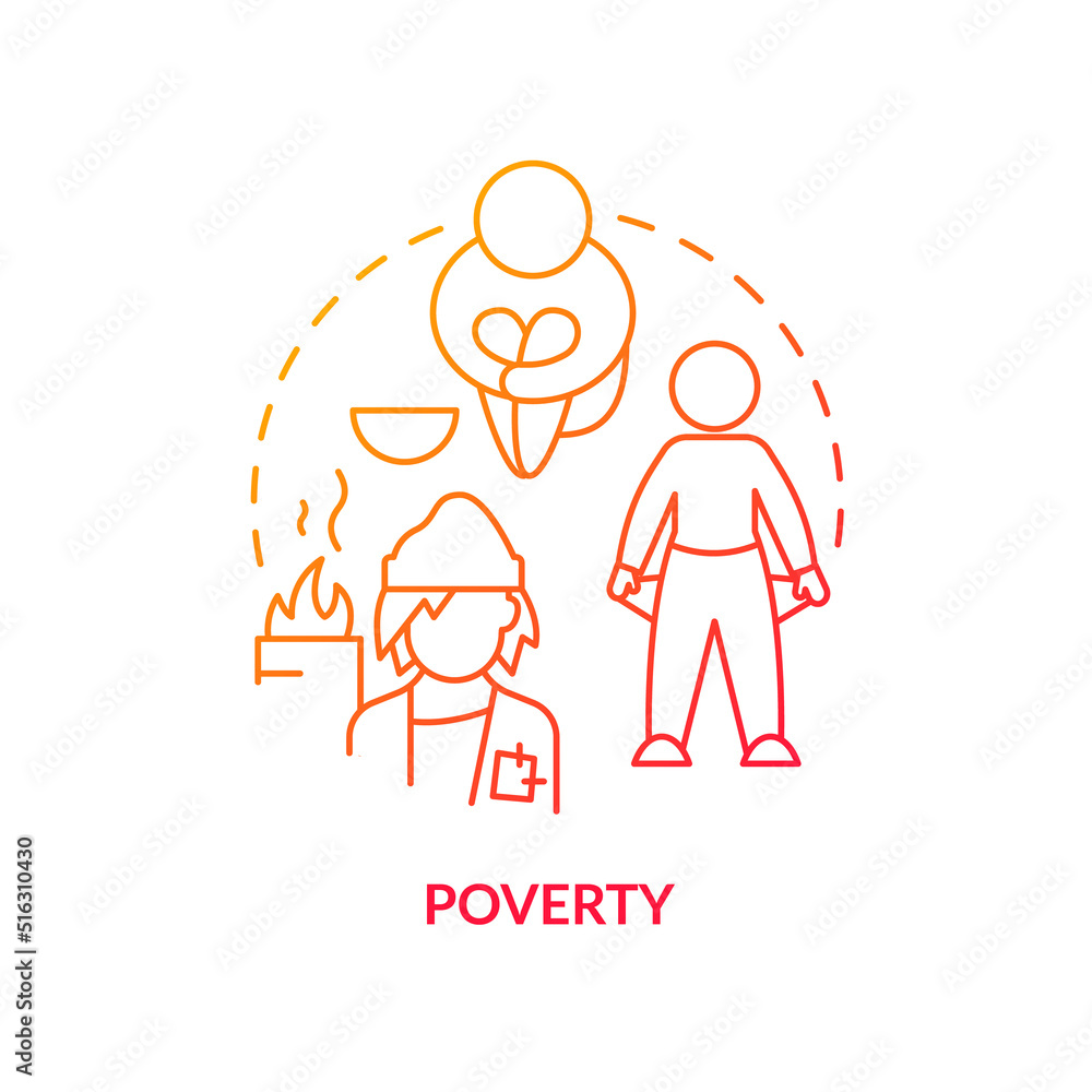 Poverty red gradient concept icon. Low life quality and conditions ...