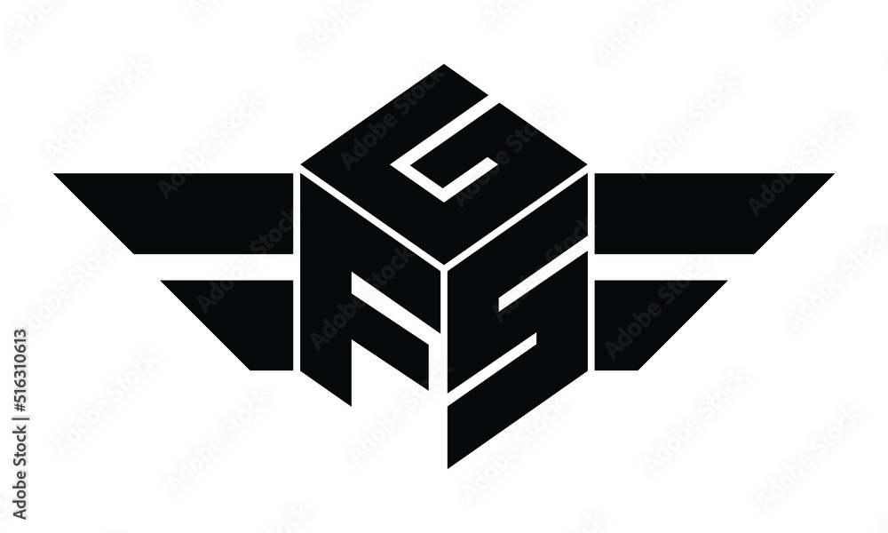 GFS three letter gaming logo in polygon cube shape logo design vector ...