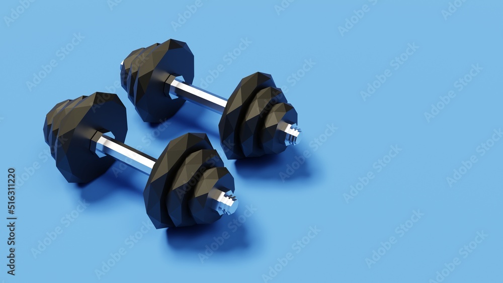 Weights on blue background. 3d illustration Stock Illustration | Adobe ...