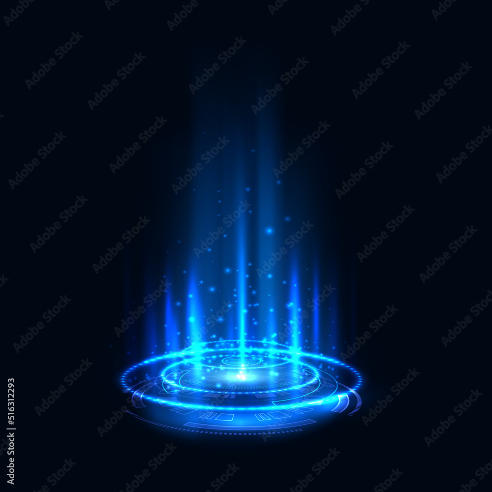 Portal futuristic hologram, realistic teleport. Vector illustration ... Portal futuristic hologram, realistic teleport. Vector illustration ...