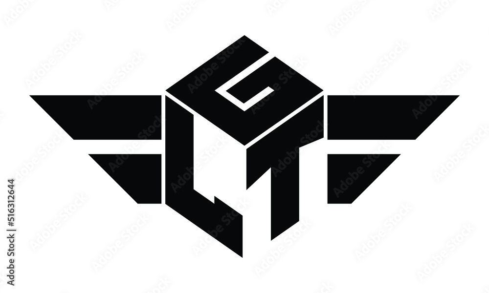 GLT three letter gaming logo in polygon cube shape logo design vector ...