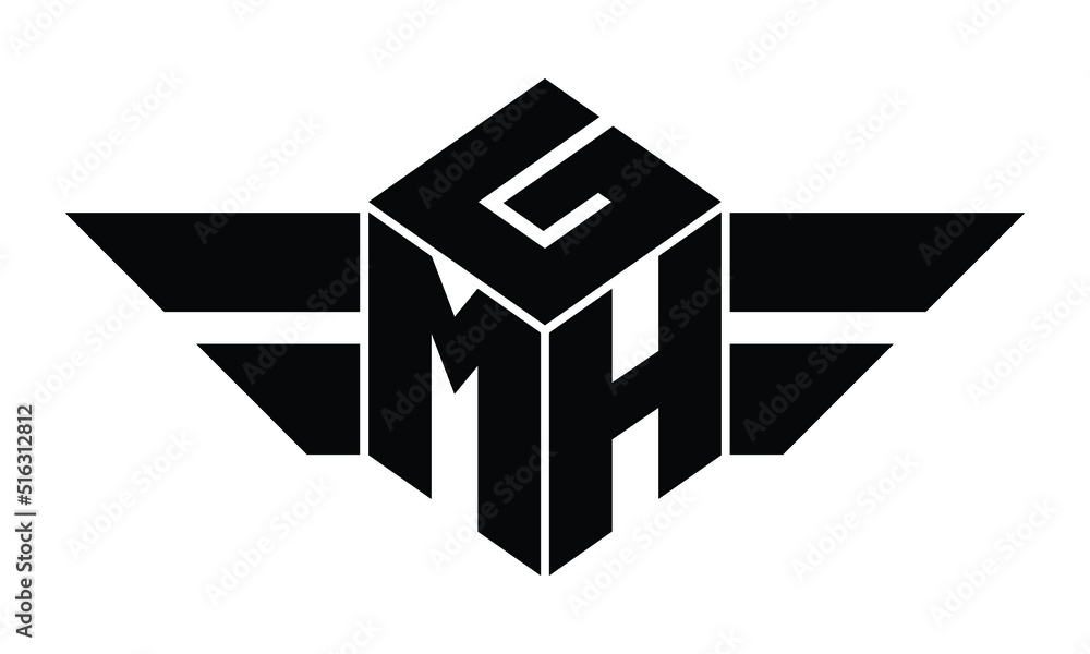 GMH three letter gaming logo in polygon cube shape logo design vector ...
