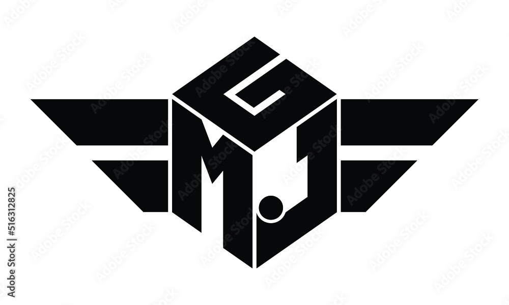 GMJ three letter gaming logo in polygon cube shape logo design vector ...