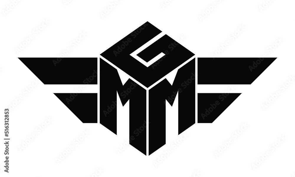 GMM three letter gaming logo in polygon cube shape logo design vector ...