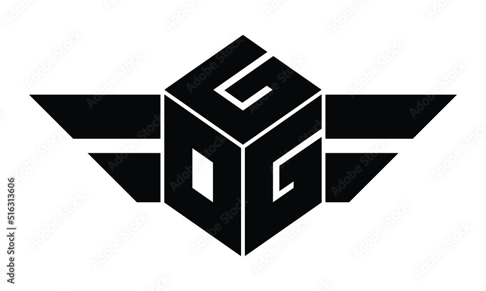 GOG three letter gaming logo in polygon cube shape logo design vector ...