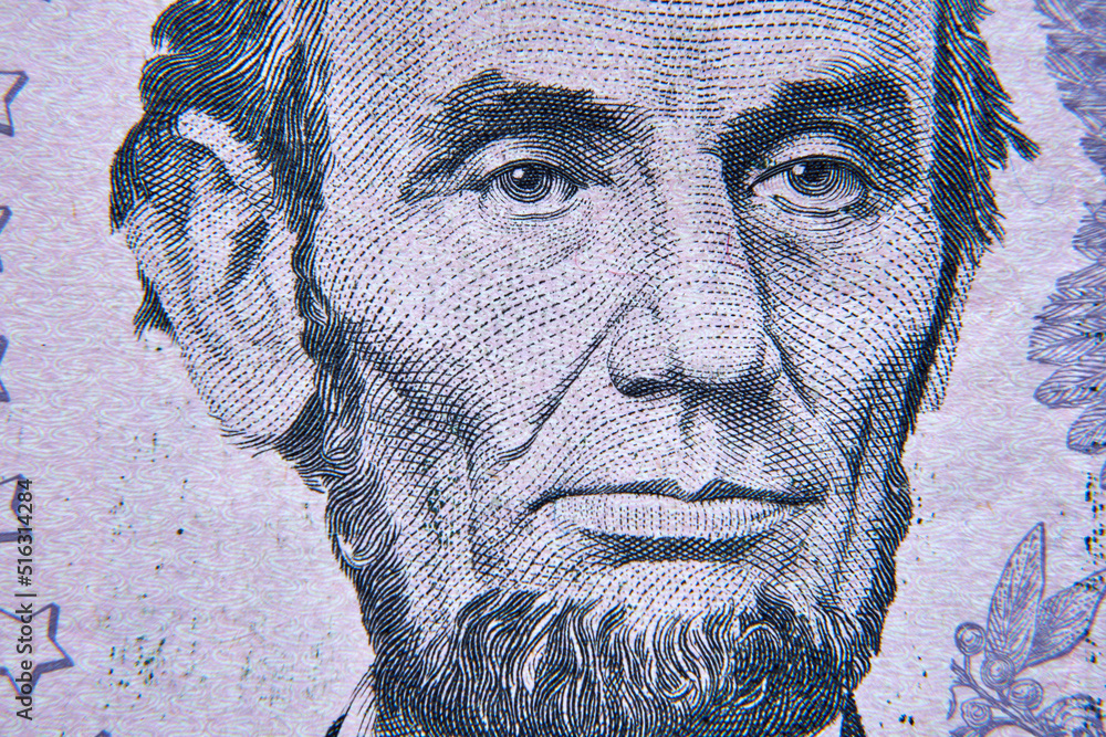 banknot , 5 dolarów amerykańskich w przybliżeniu , banknote, US $ 5 ...