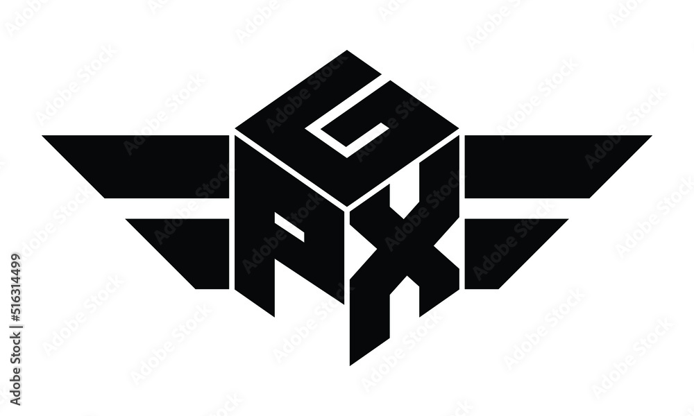 GPX three letter gaming logo in polygon cube shape logo design vector ...