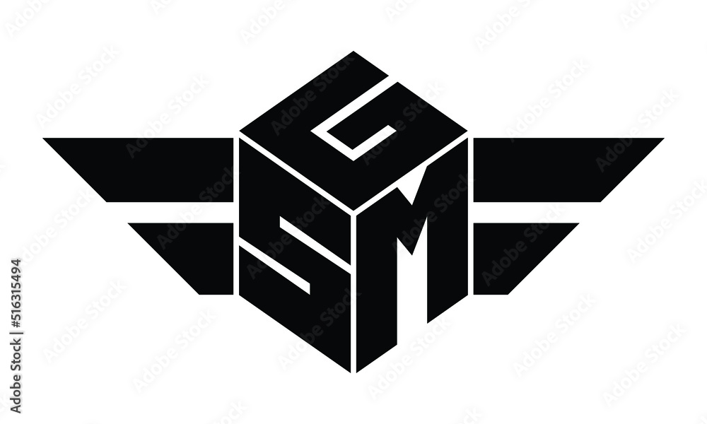 GSM three letter gaming logo in polygon cube shape logo design vector ...
