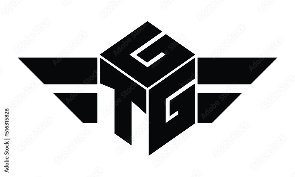 GTG three letter gaming logo in polygon cube shape logo design vector ...