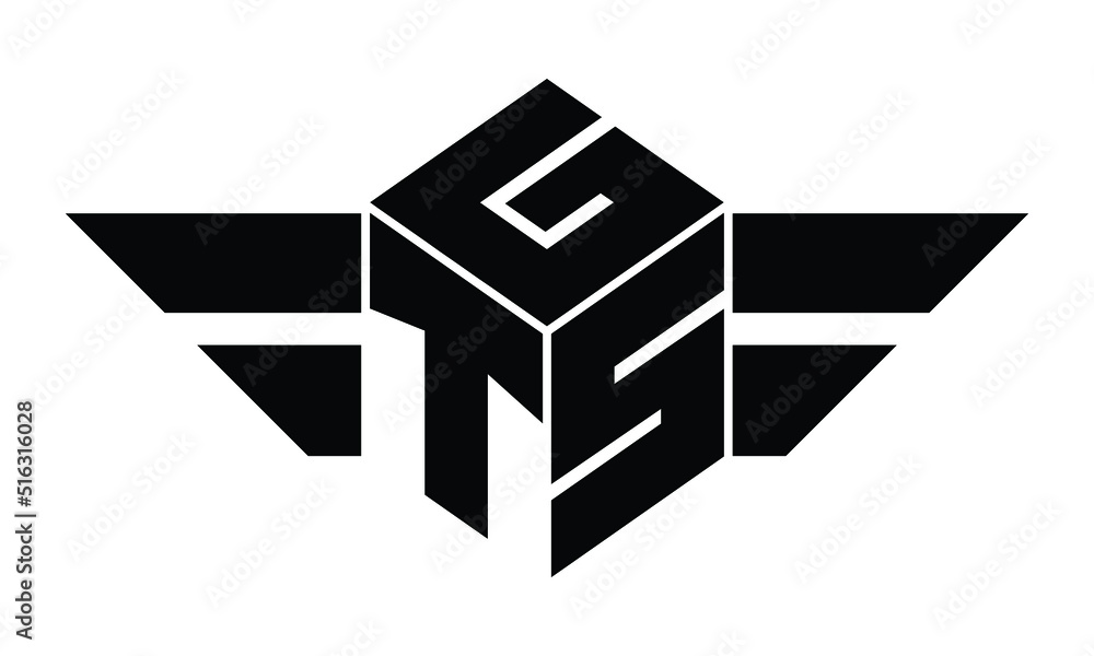 GTS three letter gaming logo in polygon cube shape logo design vector ...