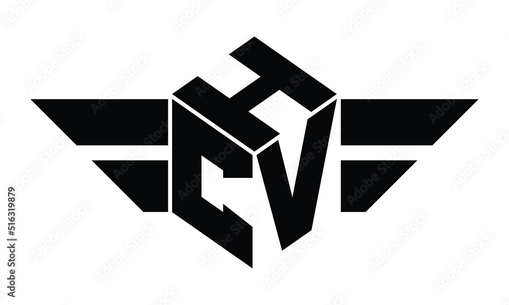 HCV three letter gaming logo in polygon cube shape logo design vector ...