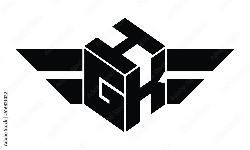 HGK three letter gaming logo in polygon cube shape logo design vector ...