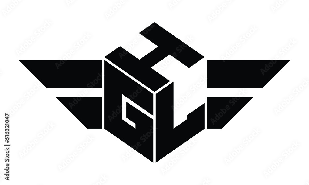 HGL three letter gaming logo in polygon cube shape logo design vector ...