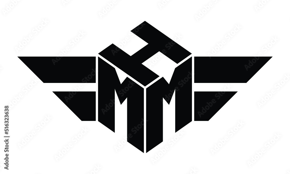 HMM three letter gaming logo in polygon cube shape logo design vector ...