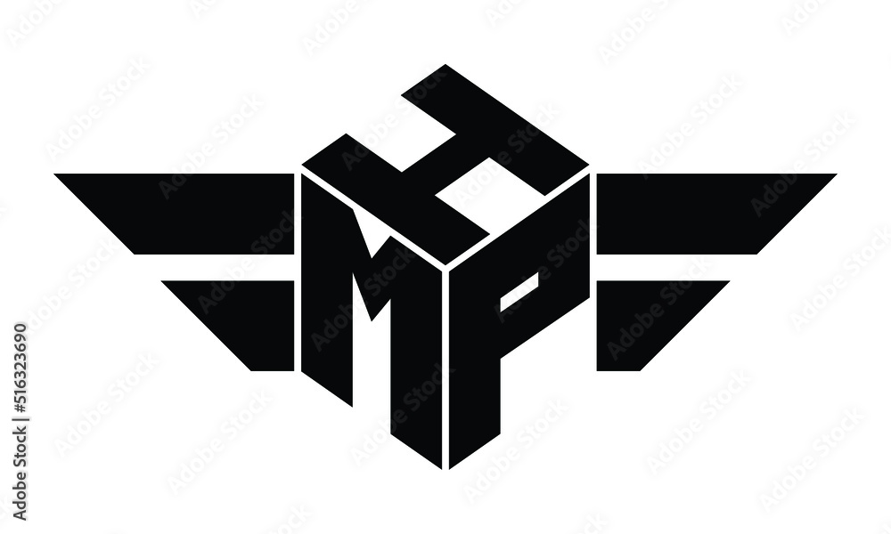 HMP three letter gaming logo in polygon cube shape logo design vector ...