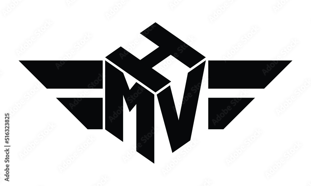 HMV three letter gaming logo in polygon cube shape logo design vector ...
