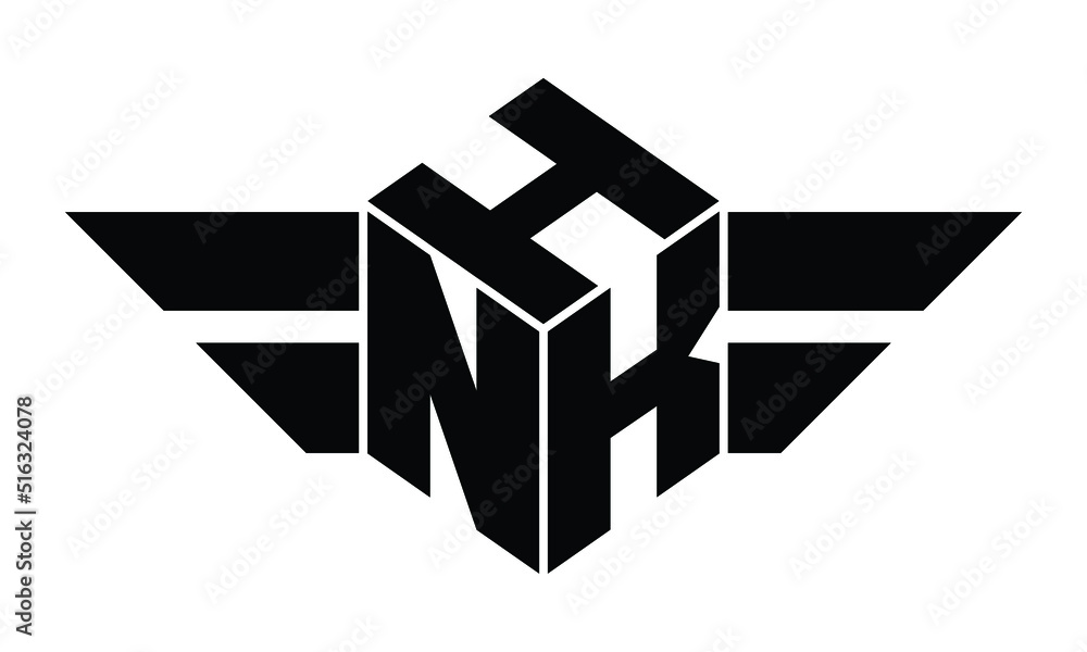 HNK three letter gaming logo in polygon cube shape logo design vector ...