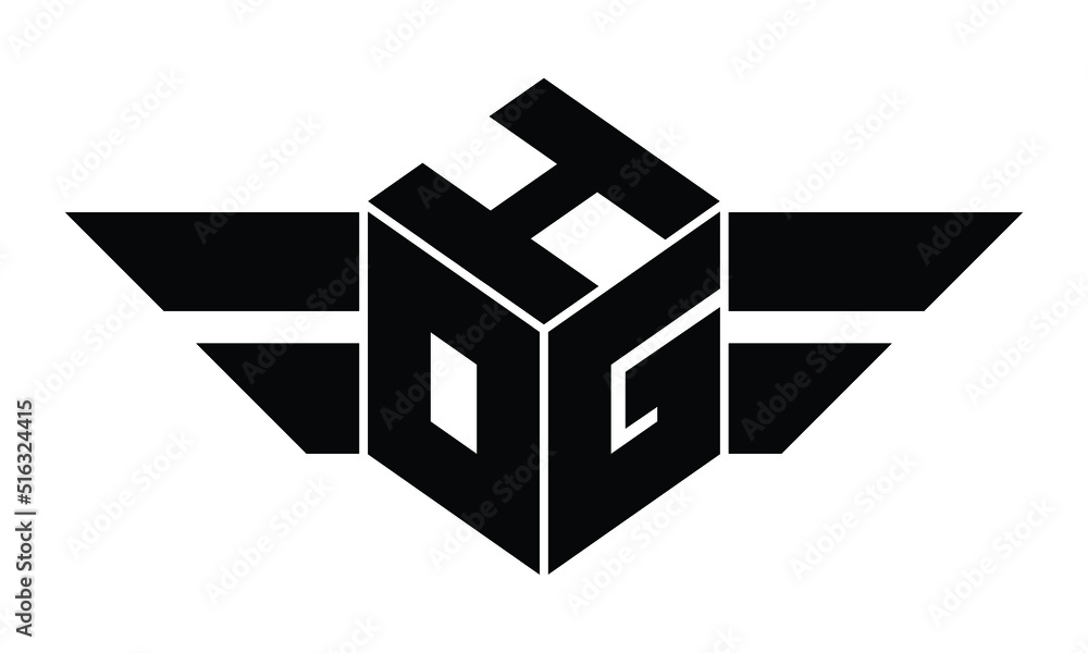 HOG three letter gaming logo in polygon cube shape logo design vector ...