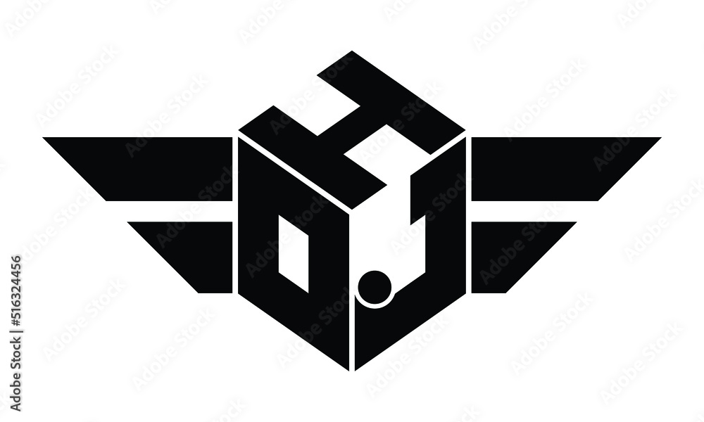 HOJ three letter gaming logo in polygon cube shape logo design vector ...