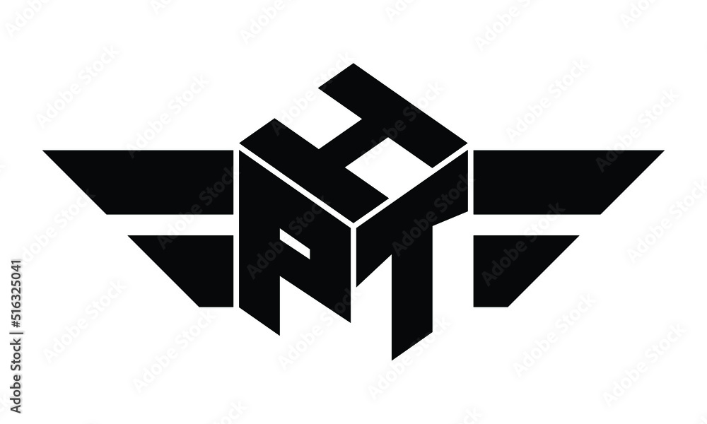 HPT three letter gaming logo in polygon cube shape logo design vector ...