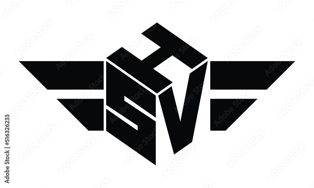 HSV three letter gaming logo in polygon cube shape logo design vector ...