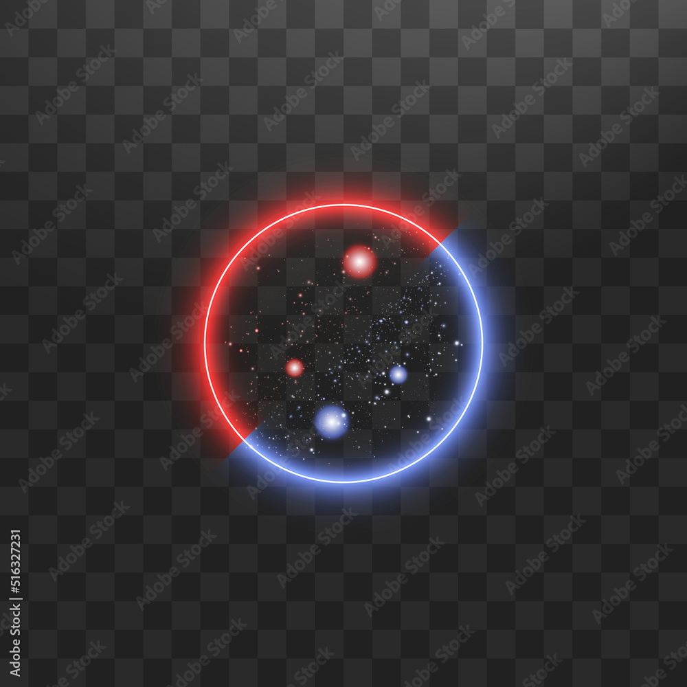 Versus VS sign in neon circle frame in transparent background. Laser ...