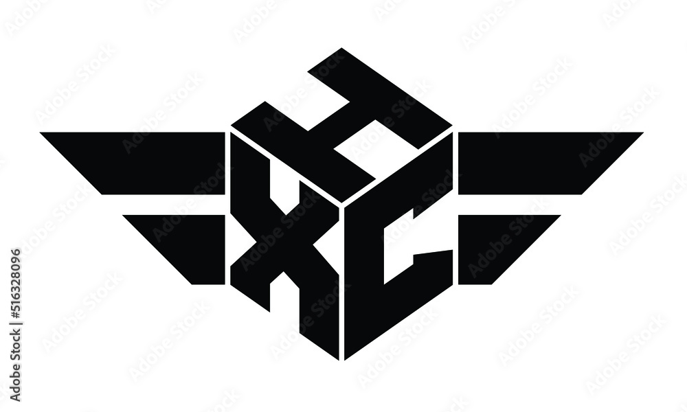 HXC three letter gaming logo in polygon cube shape logo design vector ...