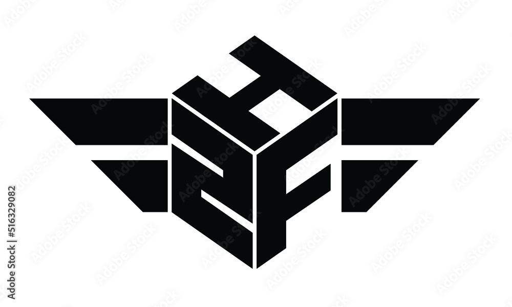 HZF three letter gaming logo in polygon cube shape logo design vector ...