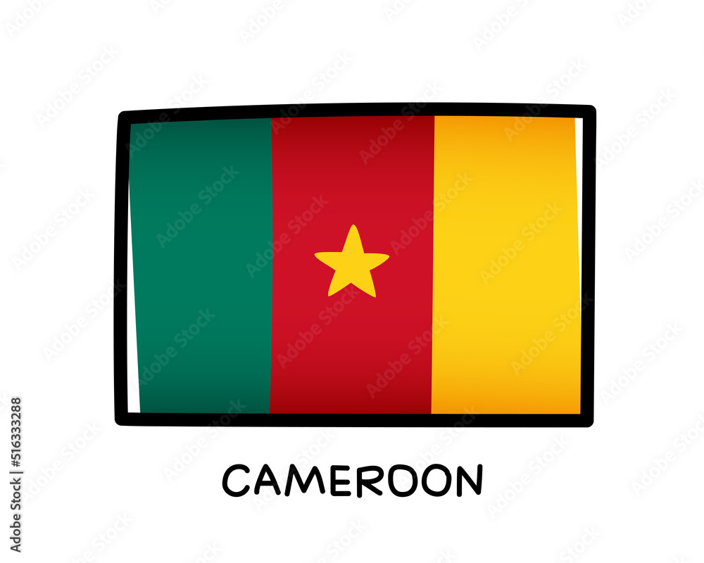 Flag of Cameroon. Colorful Cameroonian flag logo. Green, red and yellow ...