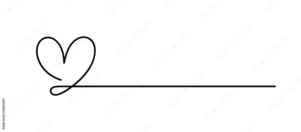 Love icon vector calligraphy heart and line for text. Hand drawn ...