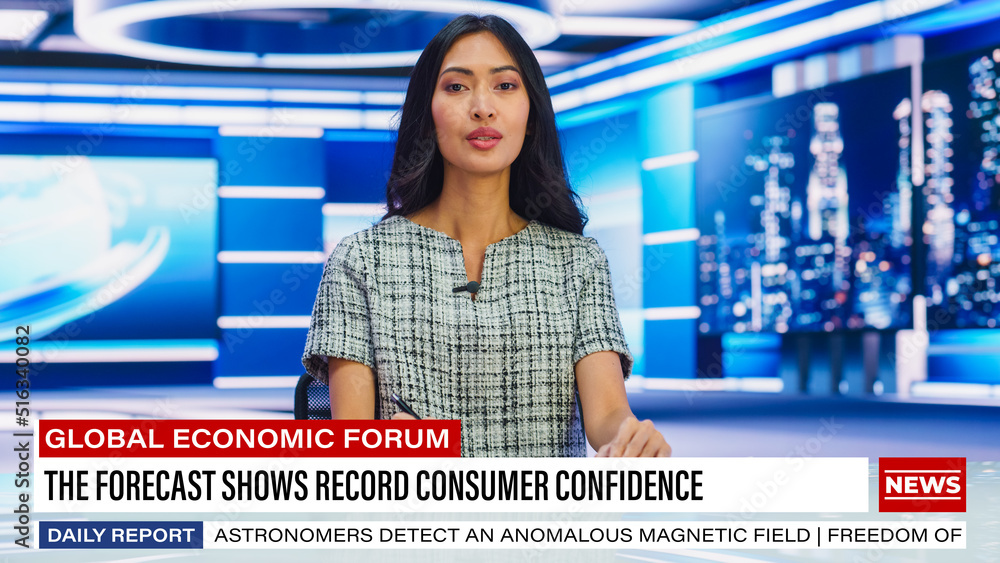 On Air TV Live News Program with Professional Female Presenter ...