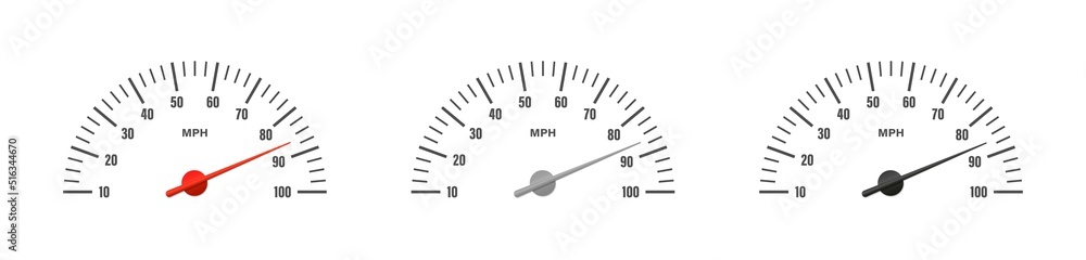 Car speedometer. Car dashboard. Car speed indicator icon. Realistic car ...