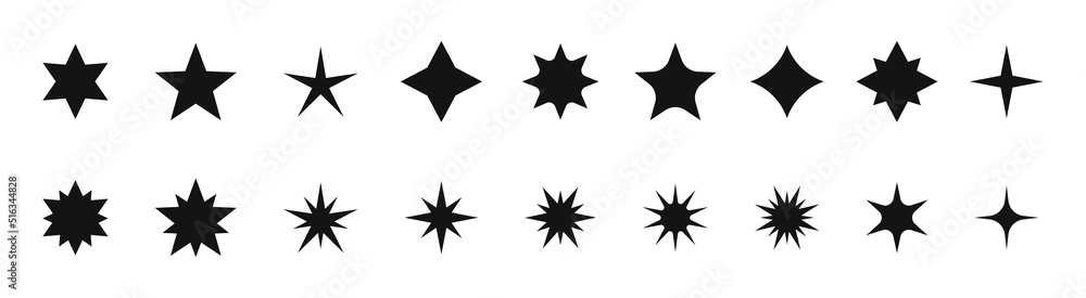 Star shapes. Sparcle icons. Starburst icons. Star icons collection ...