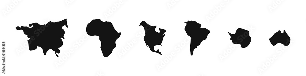 Continents collection. Continent vector icon set. World continents ...