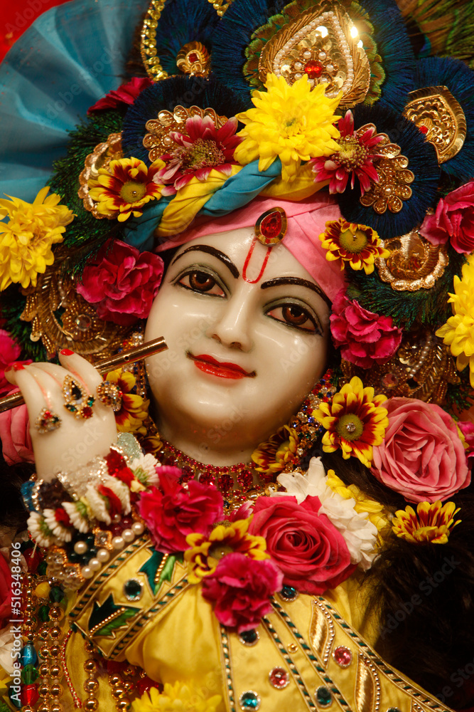 Statue of Krishna in the London ISKCON temple Stock Photo | Adobe Stock