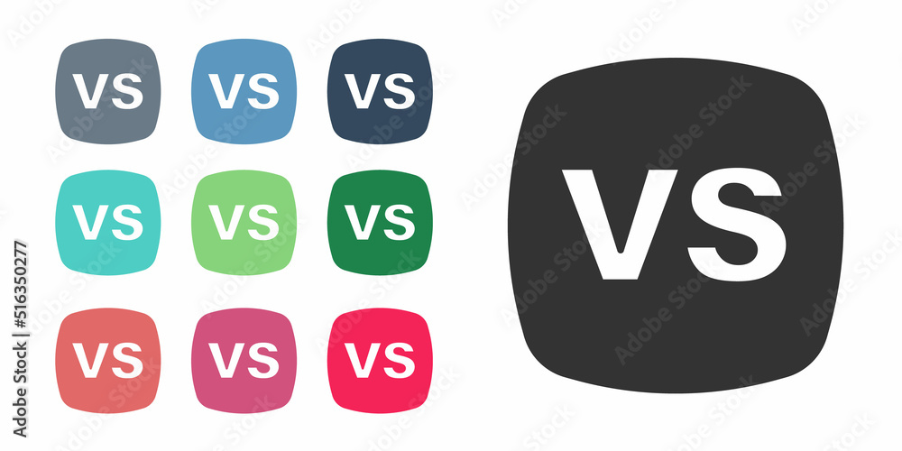 Black VS Versus battle icon isolated on white background. Competition ...