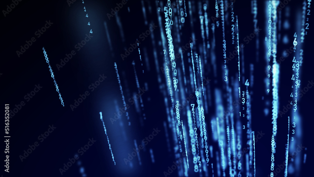 Technology Binary Code Random Falling Digits On Screen Hacked Software Matrix Sciense