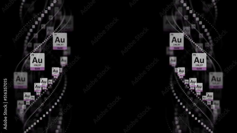 GOLD Molecule Symbol, AU, Chemistry Periodic Table, Animation ...