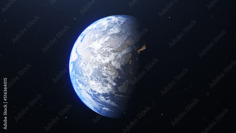 Sphere of nightly Earth planet in space. City lights on planet. Life of ...