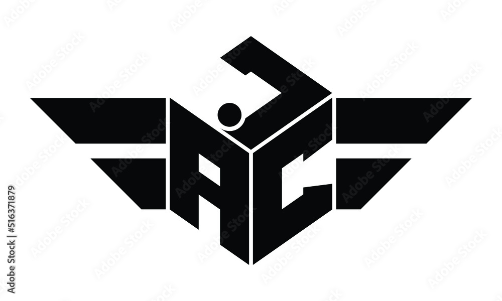 JAC three letter gaming logo in polygon cube shape logo design vector ...
