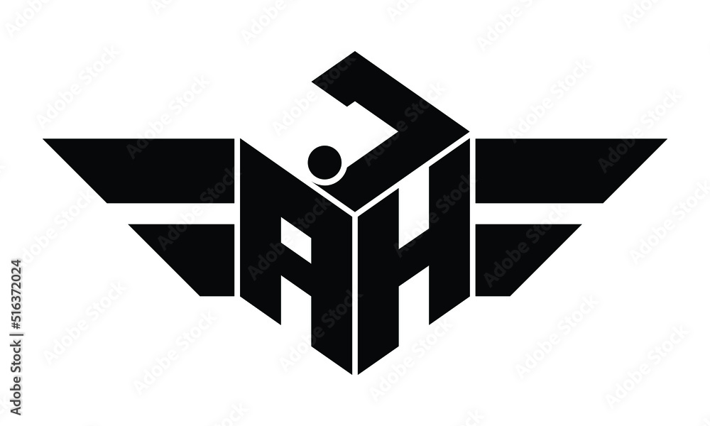 JAH three letter gaming logo in polygon cube shape logo design vector ...