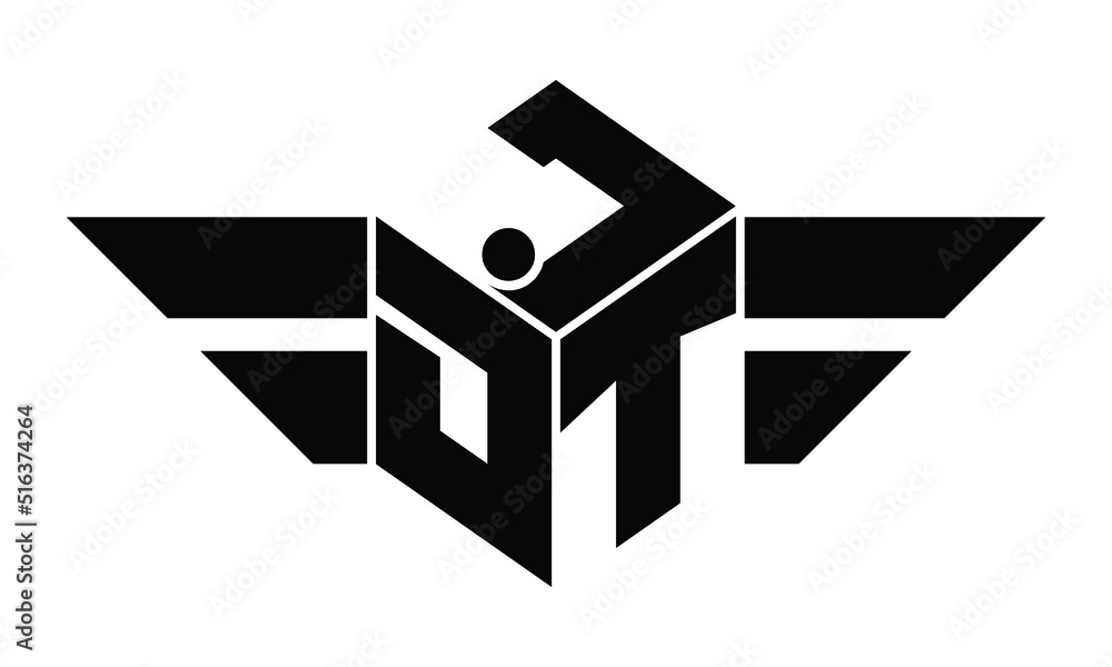 JDT three letter gaming logo in polygon cube shape logo design vector ...