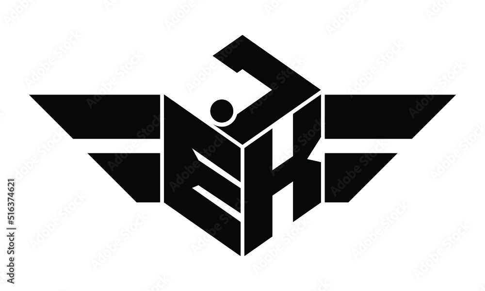 JEK three letter gaming logo in polygon cube shape logo design vector ...