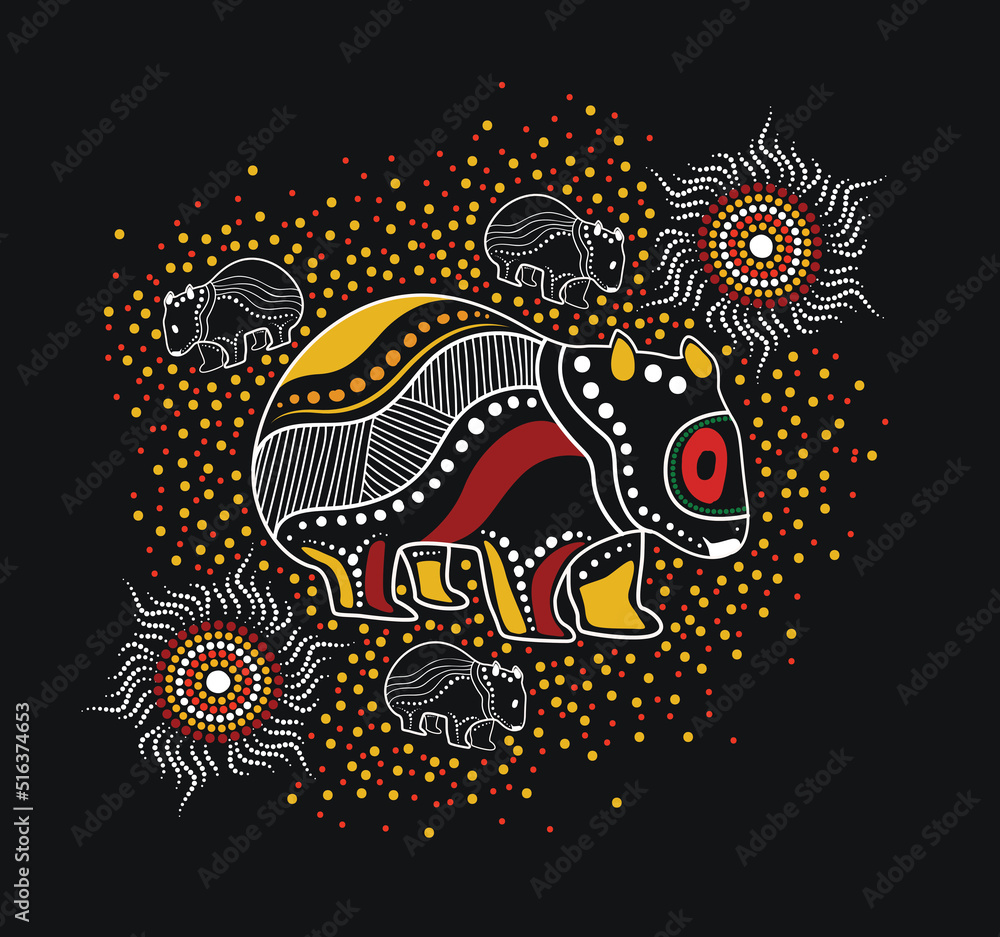 Poster Aboriginal style of wombat art - Illustration – Wall Art | UkPosters