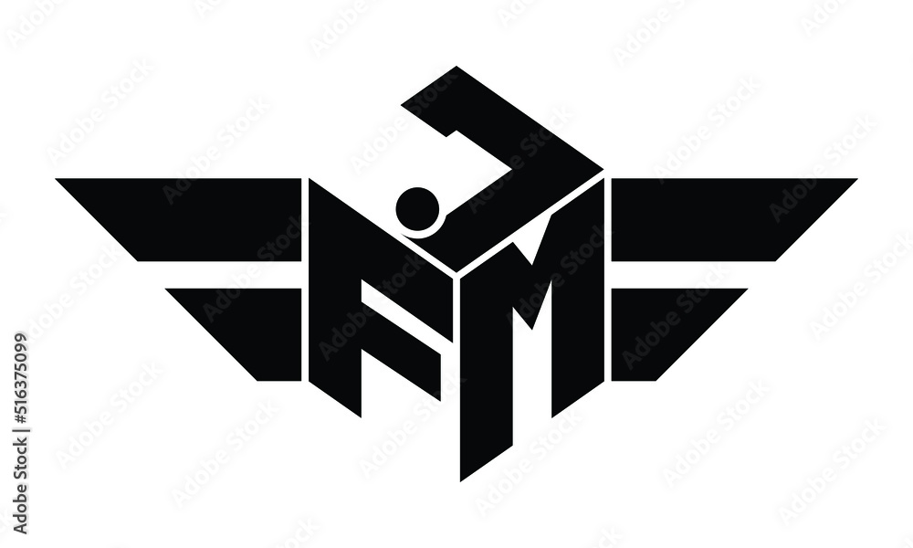 JFM three letter gaming logo in polygon cube shape logo design vector ...