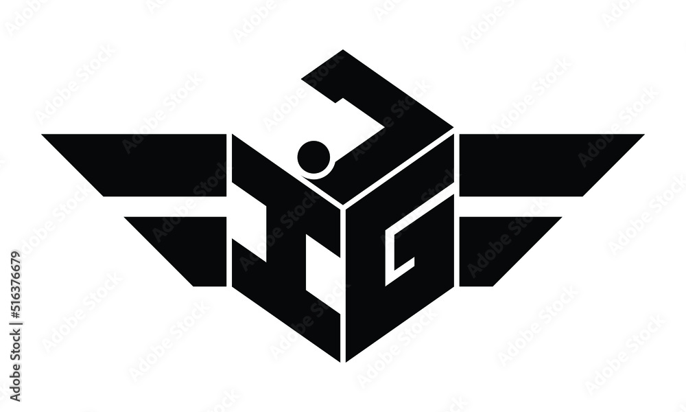 JIG three letter gaming logo in polygon cube shape logo design vector ...