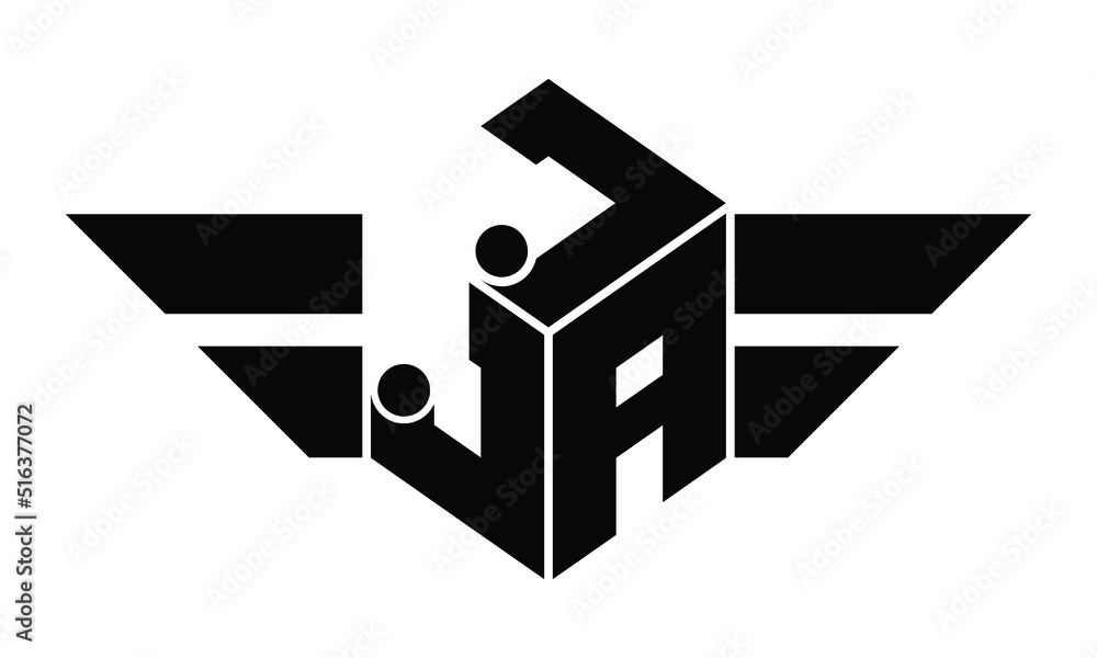 JJA three letter gaming logo in polygon cube shape logo design vector ...