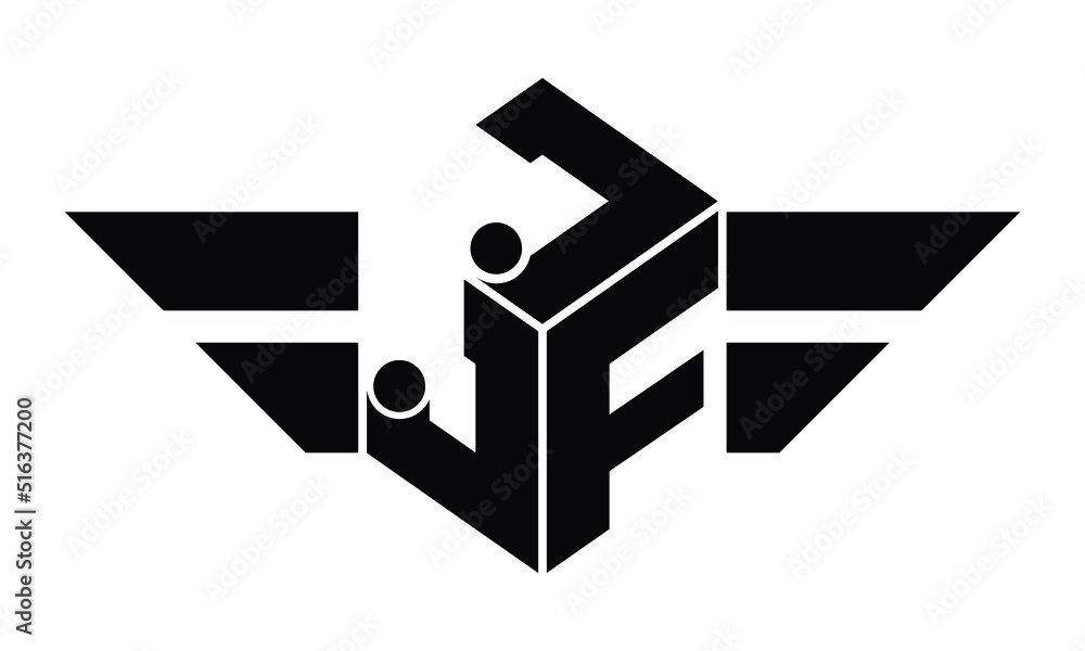 JJF three letter gaming logo in polygon cube shape logo design vector ...